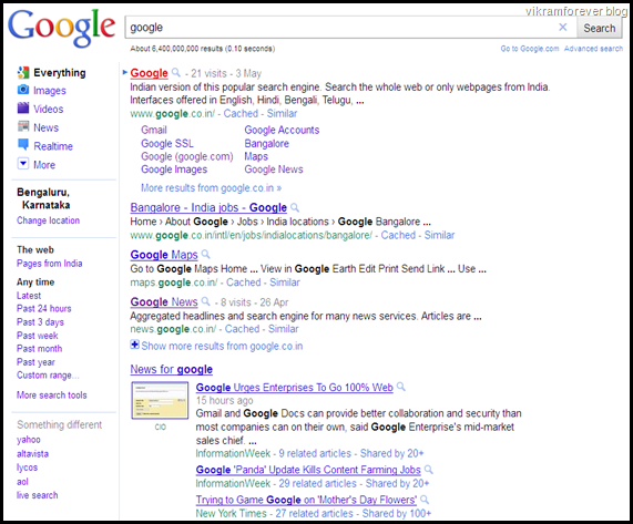 Google Search Results get new layout and design | Vikramforever blog